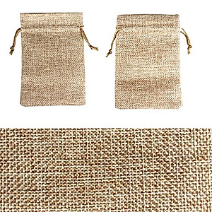 Hapdoo Lot of 100 Burlap Bags with Drawstring Gift Bags Jewelry Pouches Sacks for Wedding Party and DIY Craft, 5 x 3.5 Inches