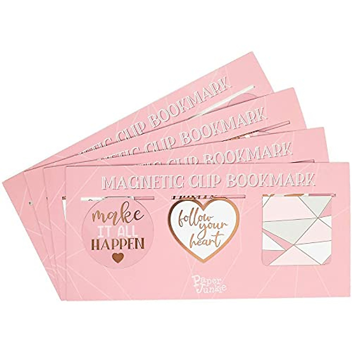 Magnetic Bookmarks with Inspirational Quotes, Rose Gold Foil Page Clips (12 Pieces)