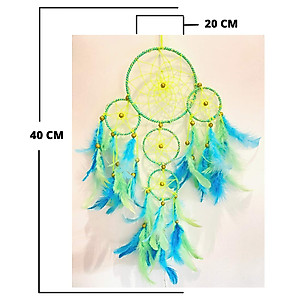 Rooh Dream Catcher ~ Neon 4 Tier with Pretty Lights ~ Handmade Hangings for Positivity (Can be Used as Home Décor Accents, Wall Hangings, Garden, Car, Outdoor, Bedroom, Windchime)