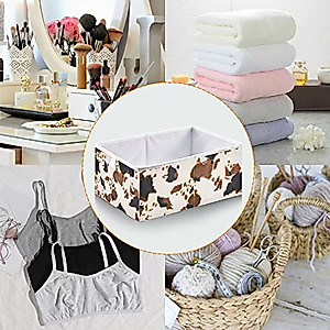 Cube Storage Bins 11 x 11 Cow Printed Storage Cubes for Shelf Closet Collapsible Cubby Organizer Basket Black Brown