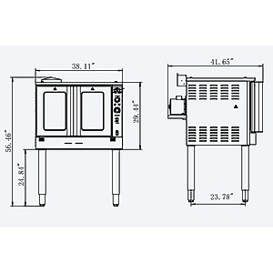 EASYROSE Commercial Convection Oven Single Deck Natural Gas Commercial Ovens for Bakery Kitchen Restaurant, 60,000 BTU