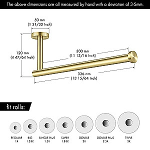 KES Kitchen Paper Towel Holder Brushed Brass for 11-Inch Long Paper Towel Roll Wall Mount Dispenser SUS 304 Stainless Steel, A2175S30-BZ