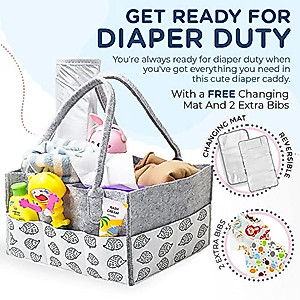 Kuul-Diaper Caddy Organizer-FREE CHANGING PAD MAT & BIBS-Compartments Inserts-Baby Boy Or Baby Girl-Cot, Crib, Pram, Car-Large Diaper Stackers & Caddies-Diaper Changing-Baby Shower Gift-Portable Non Rope Basket -Newborn Essentials Must Haves For Changing