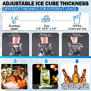 SmaketBuy Commercial Ice Maker Machine 150LBS/24H Stainless Steel Commercial Ice Maker Auto Operation 24LBS Storage 45 Cubes Freestanding Commercial Ice Cube Maker for Coffee Shop, Restaurant and Bar