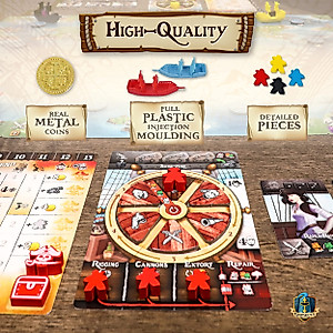 Gamelyn Tiny Epic Pirate Board Game - Notorious Pirate Ship Board Games, Strategic Board Games for Adults, With Rulebook, 210 Game Pieces, and 7 Ships, Blue