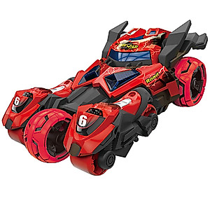 Pull Back Cars Toys, Pull Back Vehicles Motorcycle Launcher Toy Die-cast 3 in 1 Catapult Race Trinity Chariot (Red)