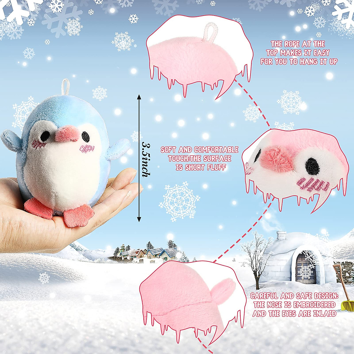 Kasyat 12 Pieces Mini Plush Penguin Stuffed Toys Animal, Cute Small Baby Penguin Stuffed Doll Keyholder Bag Pendant Valentine's Day Birthday Party Favor Present for Boys Girls(Likable Style)