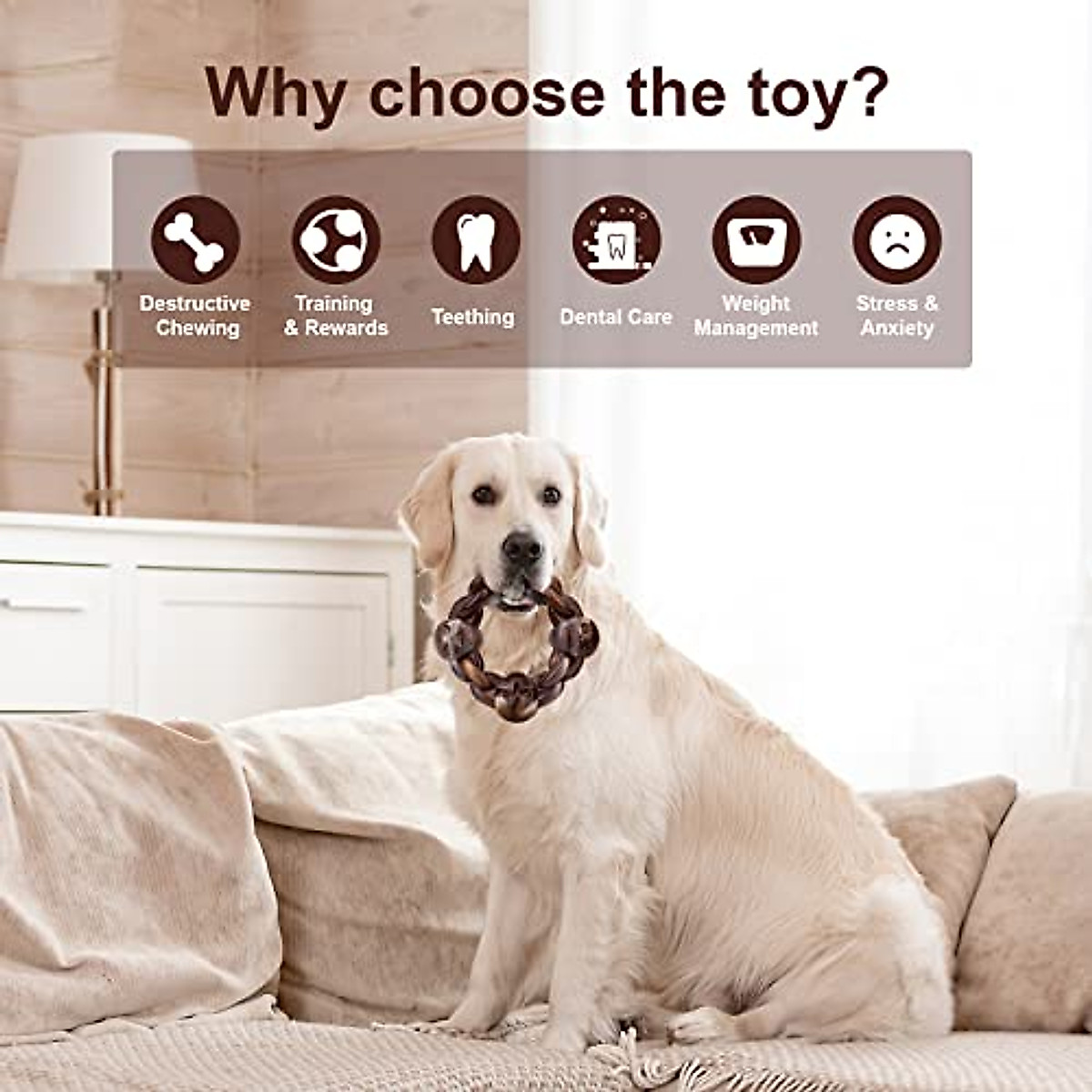 Anhozuo Dog Chew Toys for Aggressive Chewers Large Breed, Indestructible Dog Toys for Large Dogs, Tough Durable Dog Chew Toys for Medium and Large Dogs, Real Bacon Flavor Skull Elements Dog Toys