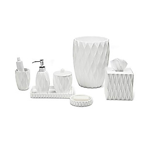 Roselli Trading Company Wave Collection Wastebasket, White