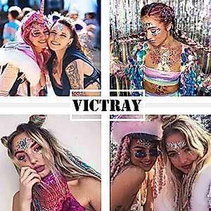 COKOHAPPY 6 Sets Noctilucent Face Jewels Tattoo Rhinestone Mermaid - Body Stickers Glow in the Dark Luminous Face Gems Fluorescent Crystals Sticker Body Jewelry for Halloween