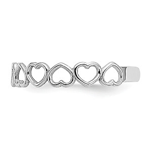 BillyTheTree Jewelry 14K White Gold Polished Cut Out Hearts Toe Ring