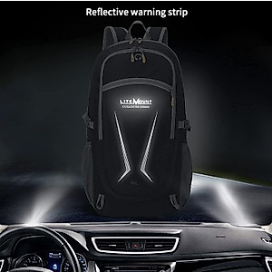 LITEMOUNT Lightweight Packable Backpack, Hiking Backpack, Outdoor Travel Daypack (Black)