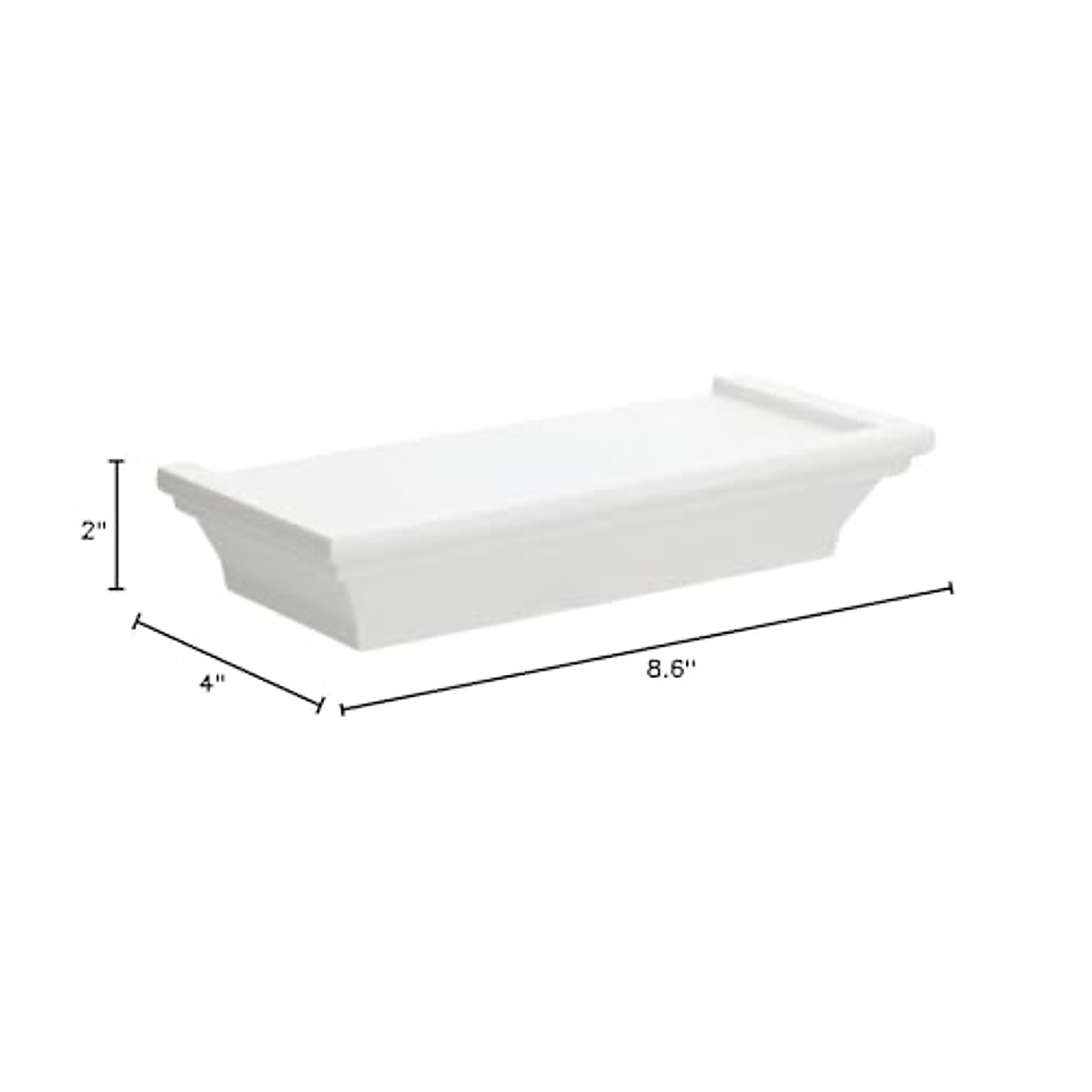 Greenbrier White Plastic Floating Shelf. 8.6 inches x 4 Inches. Holds Up to 5 Pounds.