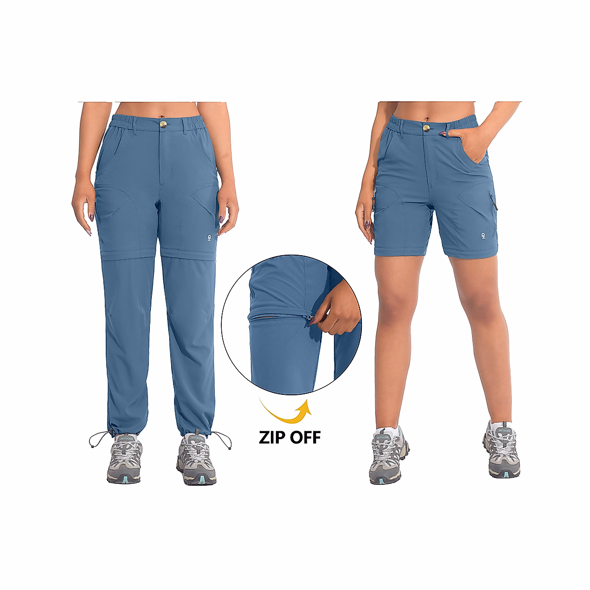 Little Donkey Andy Women's Convertible Zip Off Pants Quick Dry Stretch Hiking Travel Camping Pants Slate XXL