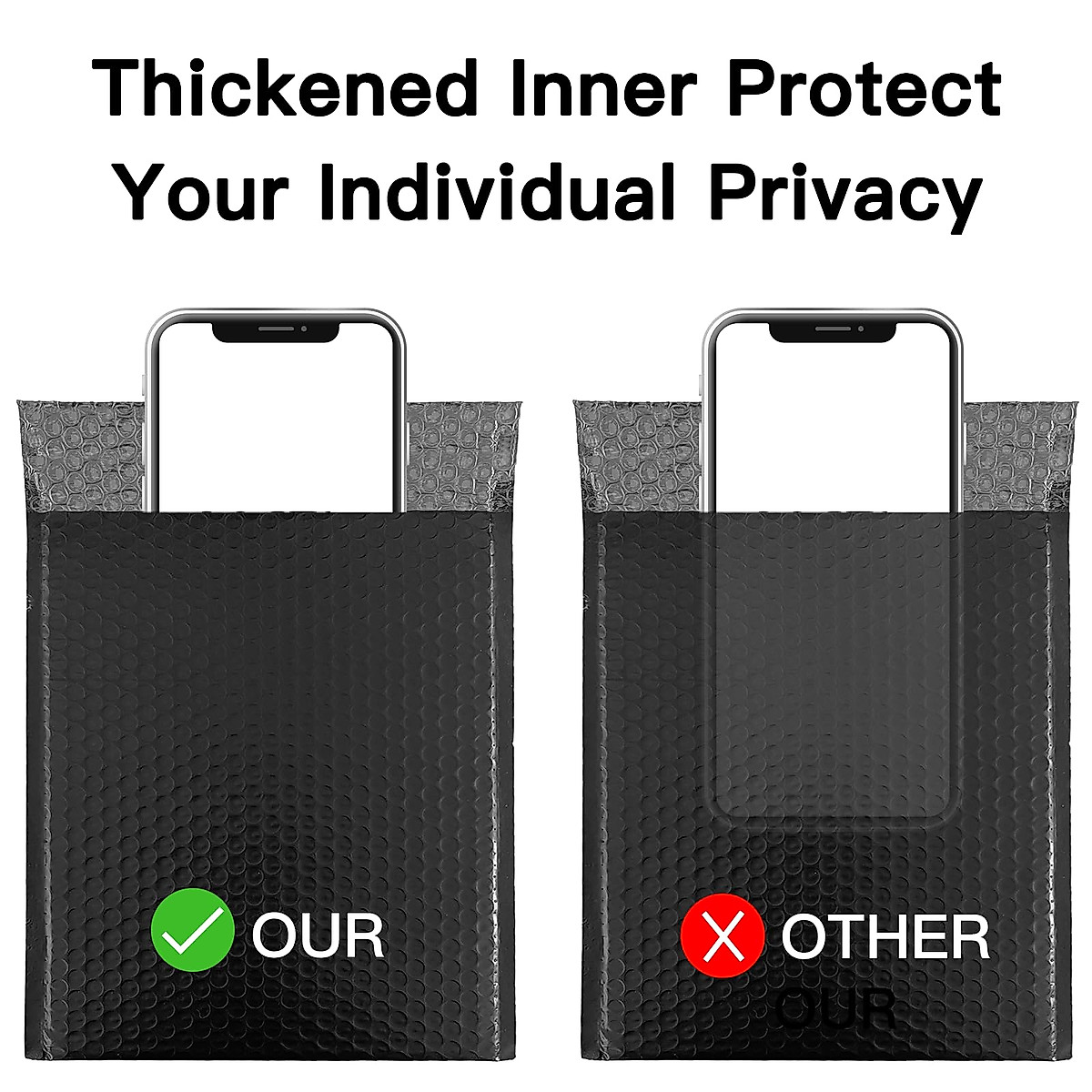 Fib-utopia Black #2 Poly Bubble Mailers 8.5 X 11 40 Pack, Strong Adhesion Self Sealing Padded Shipping Mailing Envelopes Bulk