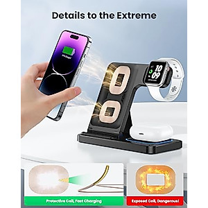 DUMTERR 3 in 1 Wireless Charger for iPhone 15/14/13/12,Wireless Charging Station for Apple Devices, Charging Stand for Apple Watch Series, for AirPods