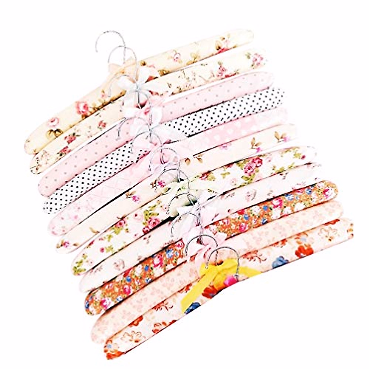 Cabilock Satin Padded Clothes Hangers 10pcs Clothes Hangers Non-Slip Suit Hangers Wood Coat Hanger for Laundry, Jacket, Pant, Sweaters, Shirts, Dress Clothes Hangers Hook Wood Cloth Hangers