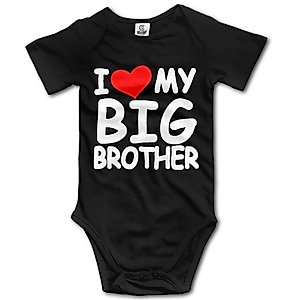 I Love My Big Brother Infant Bodysuit Short Sleeve Jumpsuit Rompers Climbing Clothes Black