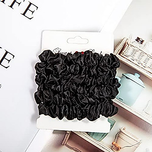 12Pcs Satin Hair Scrunchies, Black Scrunchies Hair Ties Elastic Hair Bands Ponytail Holder Hair Accessories for Women Girls Gifts