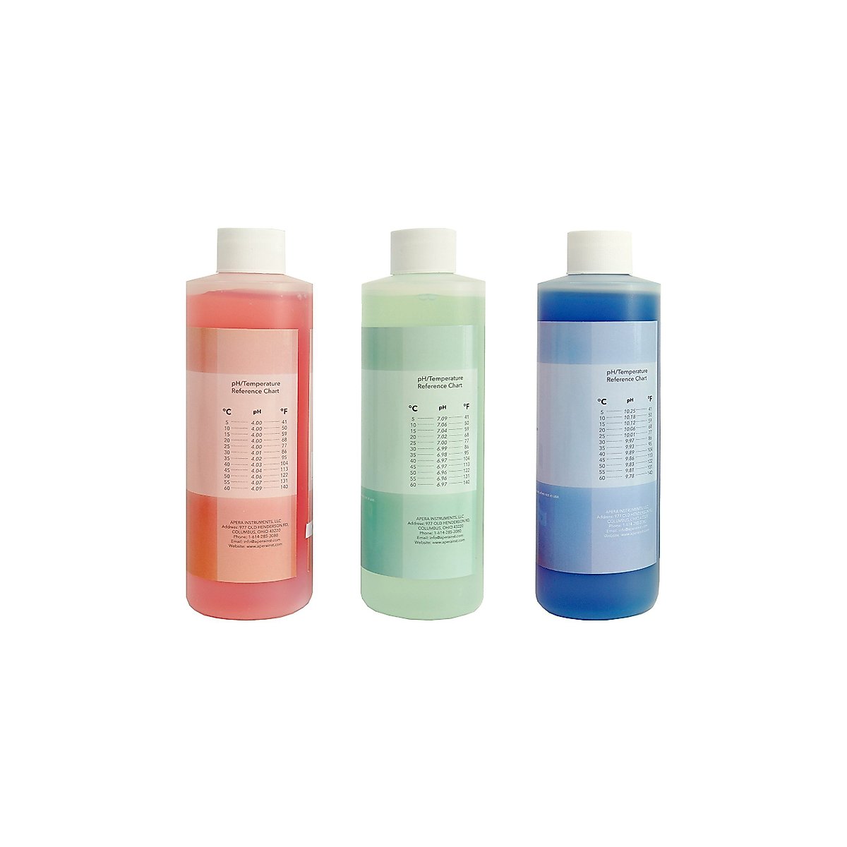 Apera Instruments, LLC-AI1109 8oz. pH Calibration Buffer Solution Kit (pH 4.00, 7.00 & 10.01), plus 4oz 3M KCL Storage Solution for pH/ORP Electrodes
