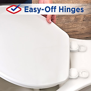 Clorox Round Wood Toilet Seat with Easy-Off Hinges-Wiggle Free Design ‎16.54 x 16.5 x 0.99 inches