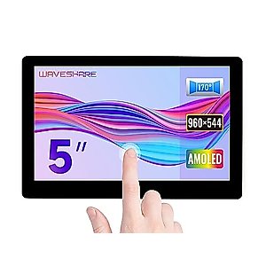 waveshare 5inch Capacitive Touch AMOLED Display Compatible with Raspberry Pi 5/4B/3B+/3A+/2B/B+/A+/Zero/Zero W/WH/Zero 2W CM3+/4 960×544 Resolution HDMI Optical Bonding Supports Jetson Nano/Windows