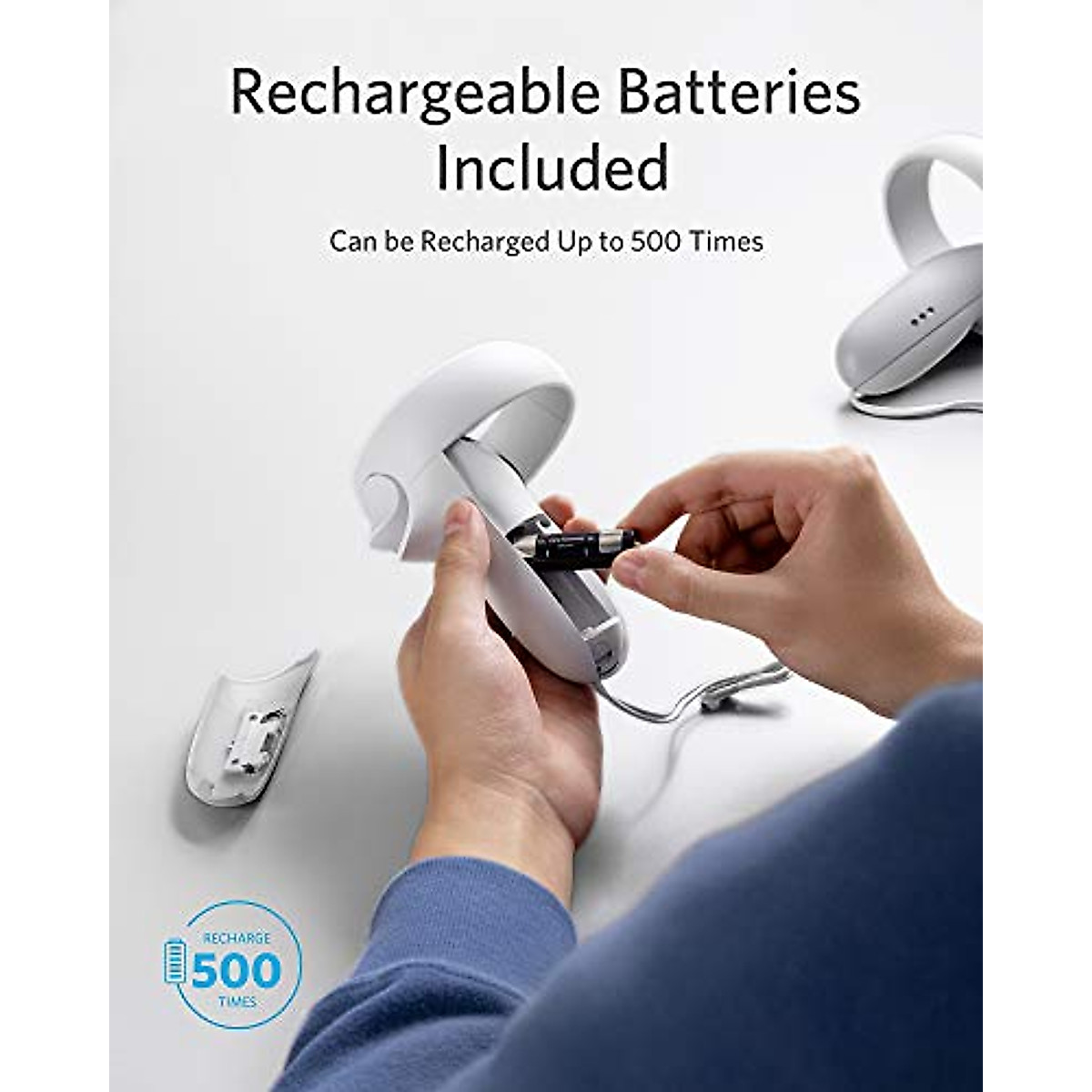 Anker Charging Dock for Oculus Quest 2, Oculus Certified Charging Station Stand Set, Headset Display Holder and Controller Mount Station with 2 Rechargeable Batteries, USB-C Charger and Cable