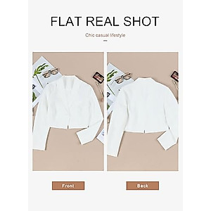 Dokotoo Womens Cropped Blazer Business Casual Outfits Jackets for Women Fashion Long Sleeve Open Front Blazer Jackets Cropped Jacket White M