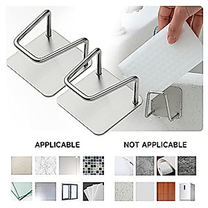 YAFIYGI 2 Pack Magnetic Sponge Holder for Kitchen Sink Stainless Steel Holder Drain Rack Strong Adhesive Small Sponge Holder Premium Rustproof & Waterproof Kitchen Sink Caddy