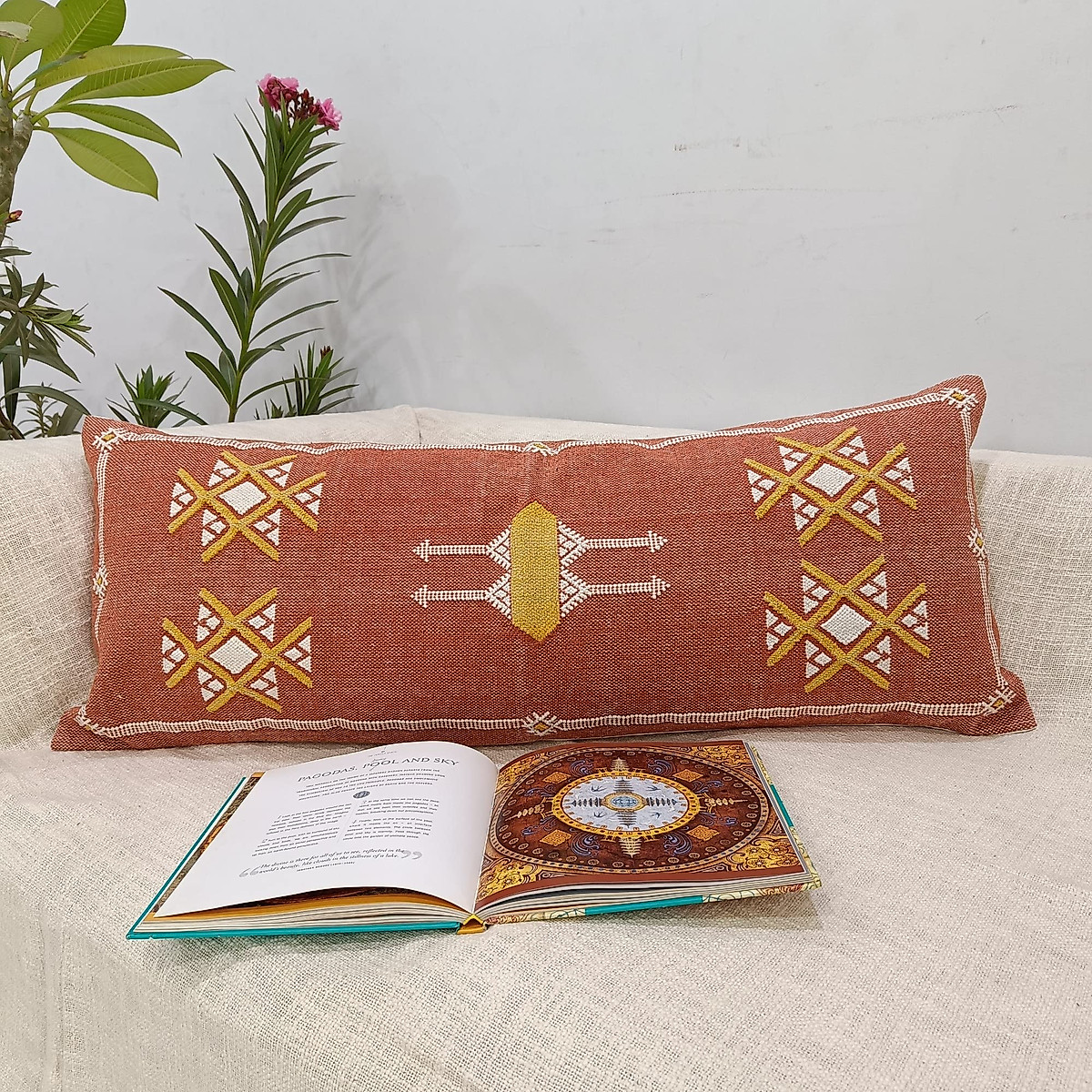 Trade Star Decorative 14x36 Sabra Kilim Lumbar Pillow Cover Hand Crafted Authentic Cushion Cover Long Cushion Case for Bedroom Fall Decor Cushion Cover (Pattern - 2)