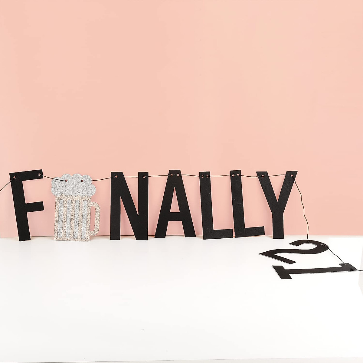 Party101 Finally 21 Banner - 21st Birthday Decorations for Her - Black & Rose Gold Glitter 21 Birthday Decorations for Her- Happy 21st Birthday Decorations for Women - 21st Birthday Banner