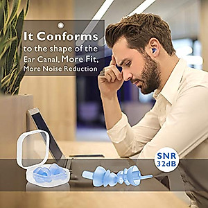 Softvox Silicone Ear Plugs for Sleeping Noise Reduction, 3 Pairs Reusable Earplugs Sound Blocking, Snoring Noise Cancelling Ear Plugs for Side Sleeper Study Travel Working -32dB Hearing Protection