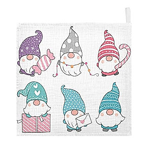 WIFIU Cute Gnomes Blue Burp Cloths for Boys Girls Pink Gift Sugar Baby Muslin Washcloths Newborn Soft Absorbent Face Bath Towel Kids Wash Cloth 12x12 Inch,3 Pack