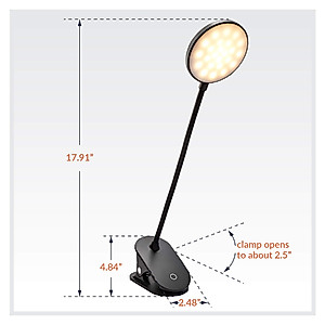 Newhouse Lighting NHCLP-USBC-BK Black Plastic Flexible and Dimmable Clip Light Clamp-Style Energy-Efficient LED Lamp with USB-C Charging Port for Office or Bedroom Use