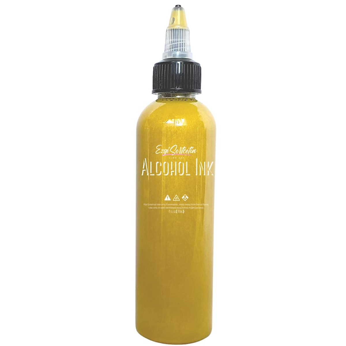 Premium Alcohol Ink Metallic Cantaloupe Yellow|Metallic|Vibrant|High Saturated Unique Colors|for Tumblers,Coasters, Resin Dye, Alcohol Ink Paper,Yupo, Resin Petri Dish|4oz by Volume|by Ezgi Sertcetin