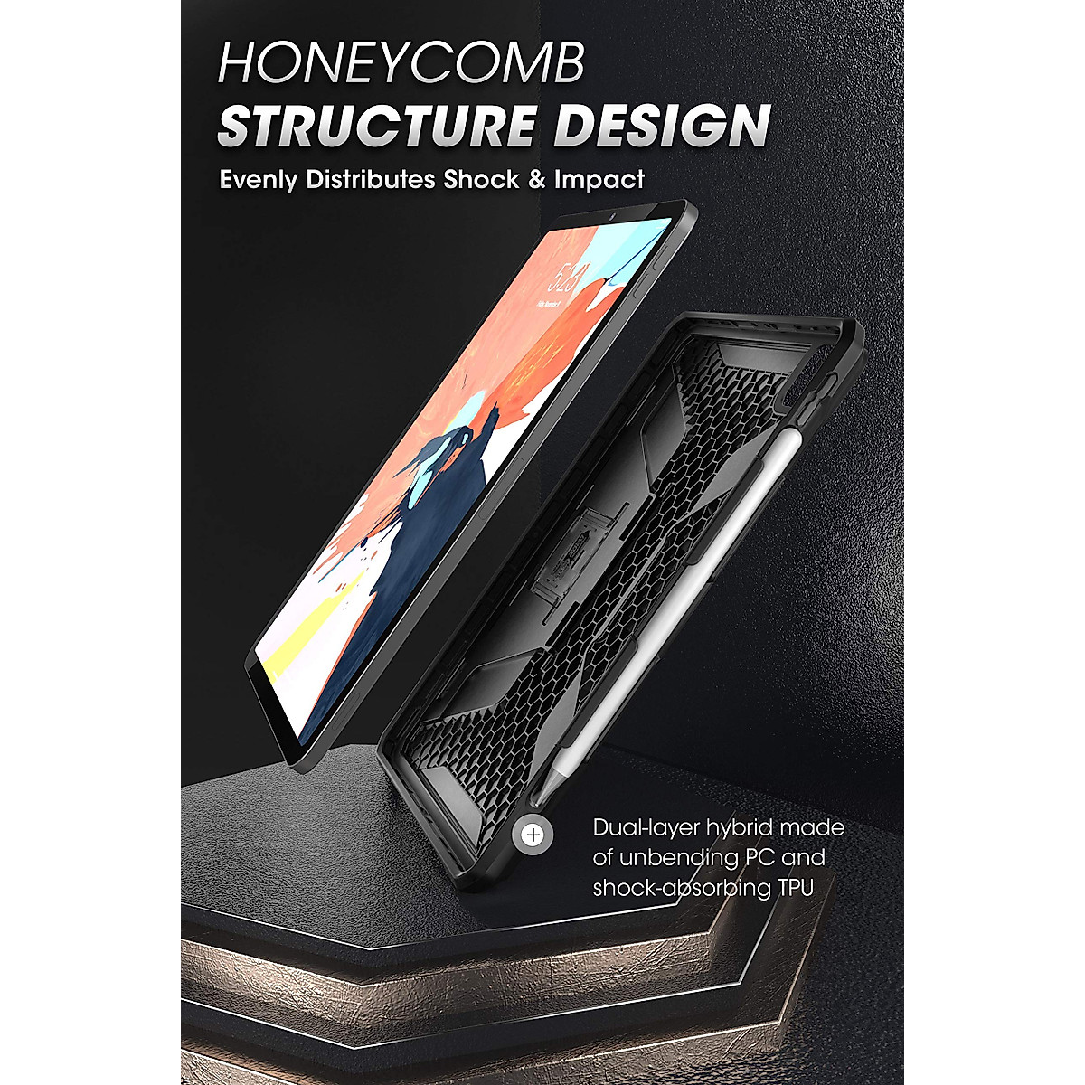 SUPCASE Unicorn Beetle Series Case for iPad Pro 12.9 inch (2022/2021), with Built-in Apple Pencil Holder Full-Body Kickstand Rugged Protective Case for iPad Pro 12.9 6th/5th Gen (Black)