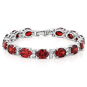 Gem Stone King 40.00 Cttw Red Color Cubic Zirconias CZ Tennis Bracelet for Women | 7 Inch