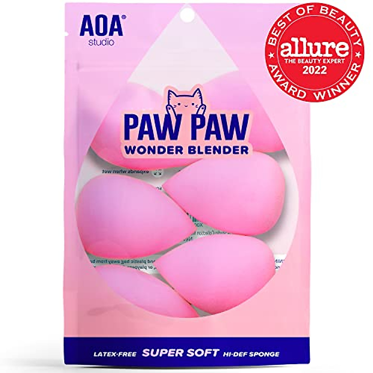 AOA Studio Collection Makeup Sponge Set Makeup Blender Latex Free and High-definition Set of 6 Makeup Blender For Powder Cream and Liquid, Super Soft Wonder Blender Beauty Cosmetic