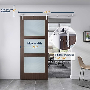 EaseLife 5 FT Stainless Steel Sliding Barn Door Hardware Track Kit,Heavy Duty,Anti-Rust Anti-Corrosion,Slide Smoothly Quietly,Easy Install (5FT Track Kit for 26"~30" Single Door)