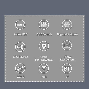 Android 12.0 Barcode Scanner Handheld PDA Terminal Support 1D/2D/QR Code 2/3/4G/ WiFi/BT/2.4G Dual Band Communication NFC and Fingerprint Function with 5.7 Inch Touchscreen for Supermarket