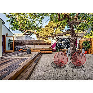 Kingmys Acapulco Woven Lounge Chair for Indoor and Outdoor Use (2PC Red)