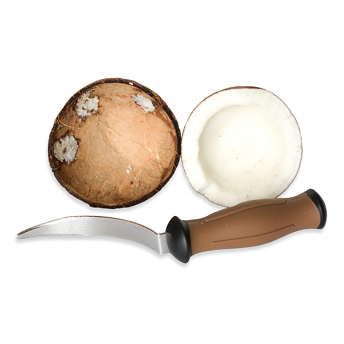 Coconut Opener Tool – Stainless Steel Coconut Meat Removal & Tap Opener Set – Practical & User-Friendly – Compatible with Peeled Thai Young White & Green Coconuts