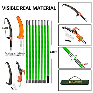 ELIXRION 7-27 Feet Pole Saws for Tree Trimming Manual Branch Pruner Cutter Kits, Manual Pole Saw Cut Branch Garden Tool Tree Pruner Extendable Hand Saw Tree Trimmer Long Handle Pruner with Storage Bag