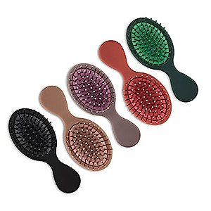 RHOS Mini Travel Hair Brush for Women/Men/Kids - Pocket Detangler Brush for Wet and Dry Hair - Travel Size Paddle Brush for Detangling- For All Hair Types (1 Pack-Mocha)