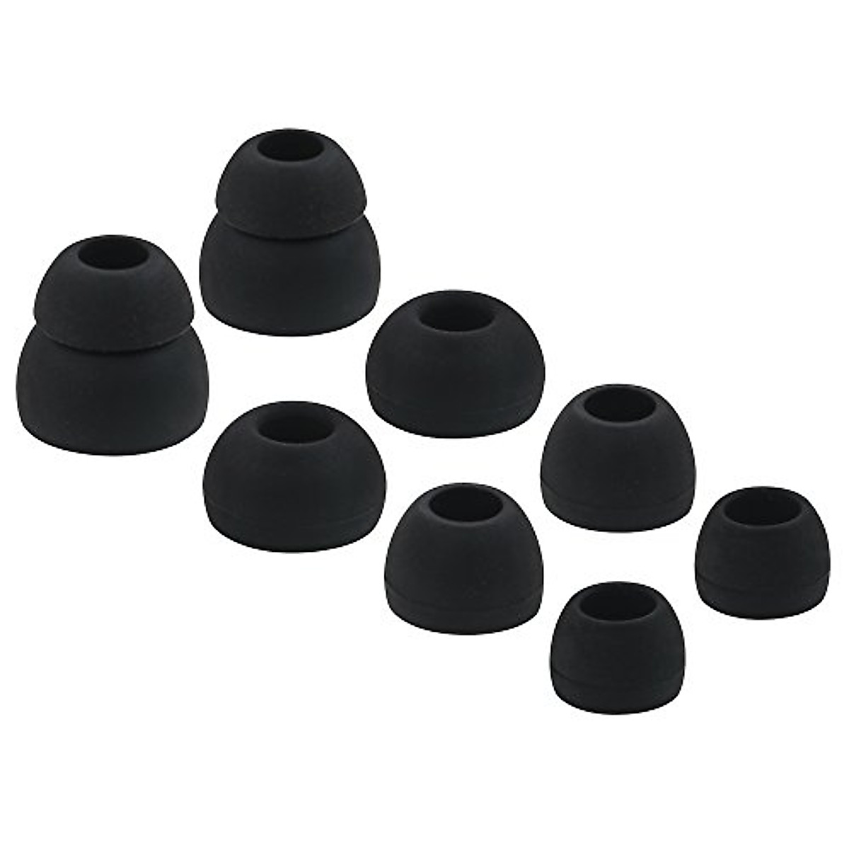 ALXCD Ear Tips for Powerbeats2 Powerbeats 3 Headphone, SML 3 Sizes 3 Pair Silicone Replacement Earbud Tips & 1 Pair Double Flange Ear Tip Cushion, Fit for Beats Powerbeats2 Pb3[4 Pair](Black)