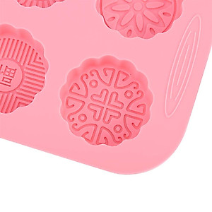 Mooncake Mold, 6 Slots Mooncake Mold, Food Grade Silicone for Cookies Make Good Looking Moon Cakes