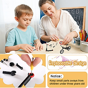 Zomiboo 18 Pieces Finger Toy Set Including Alloy Finger Bikes, Finger Scooter, Finger Pants, Replacement Wheels, Bike Lock and Mini Tools Movement Party Favors(Black, White, Blue)