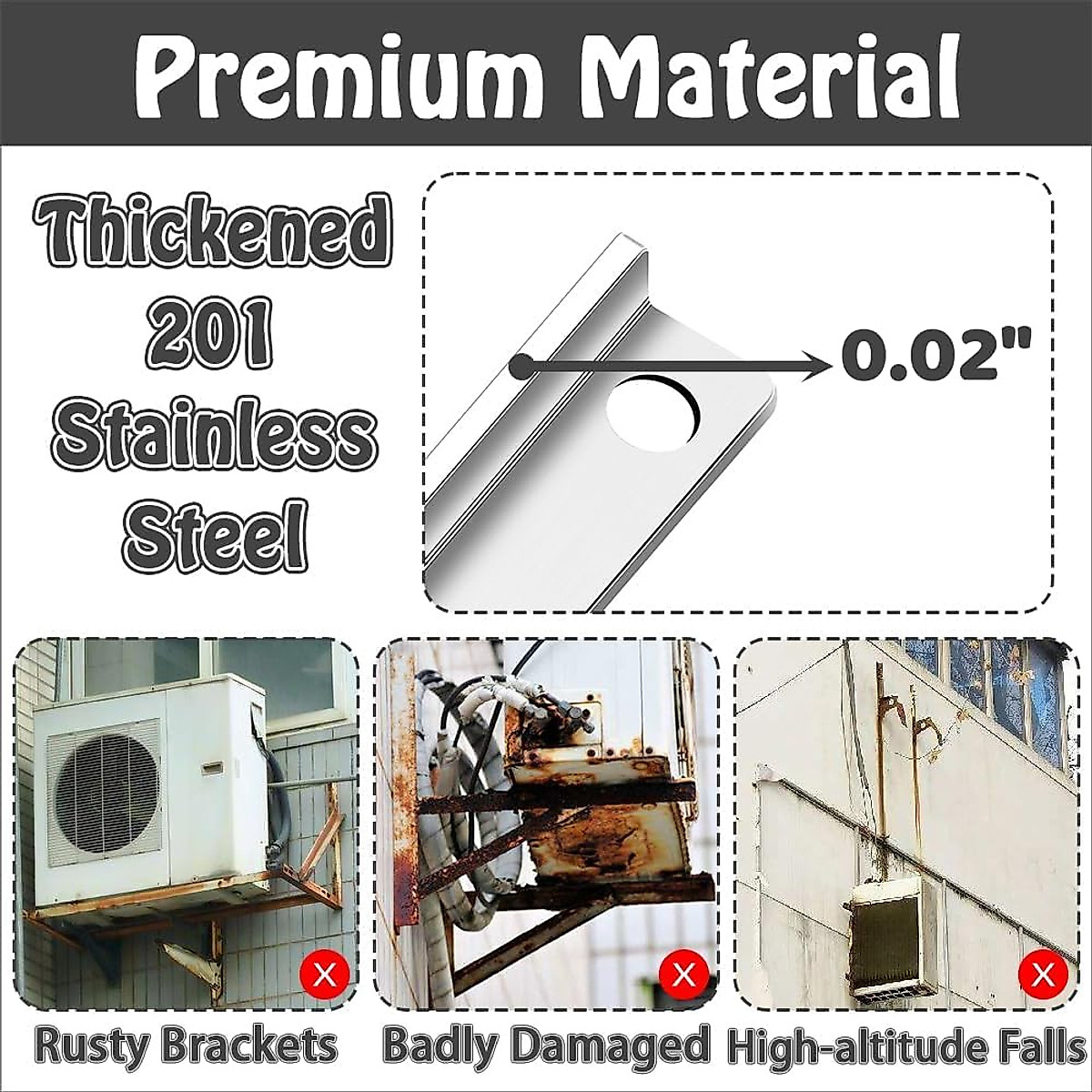 Mini Split Air Conditioner Wall Mounting Bracket, Heavy Duty Foldable Support Bracket for AC / Heat Pump Unit 9000-36000 BTU (1 Pair)