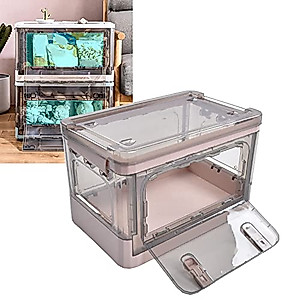 Stackable Storage Bin 35L Pink Double Door 4 Wheel Foldable Stackable Storage Box for Office Home Bedroom
