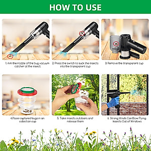 2024 Upgraded Bug Vacuum & Handheld Vacuum Cordless with 9000PA, High Power Portable Bug Catcher Small Spider Catcher Use for Home Office Car RV Insect Traps Catcher and Release with Insect Cage
